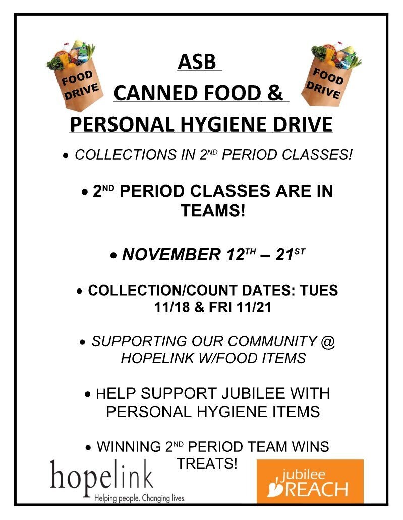 Canned food + Hygiene Drive
